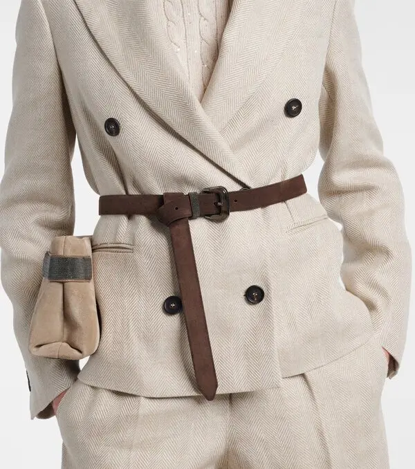 Brunello Cucinelli Monili Suede Belt