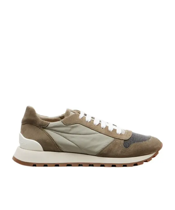 Brunello Cucinelli Monili Suede-trimmed Sneakers