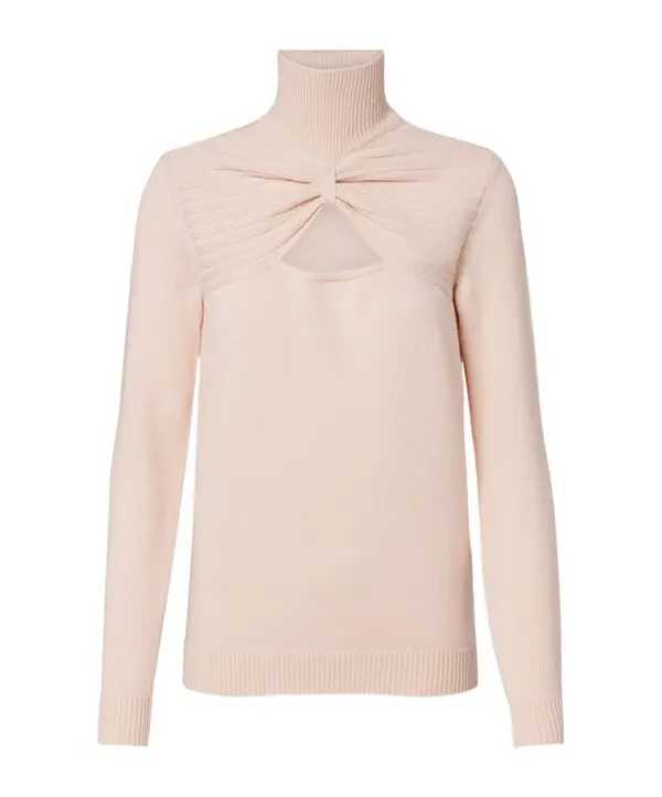 Valentino Garavani Cutout Gathered Virgin Wool Turtleneck Sweater
