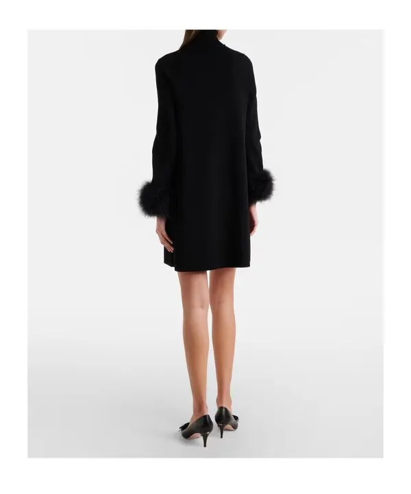 Valentino Garavani Vlogo Feather-trimmed Turtleneck Minidress