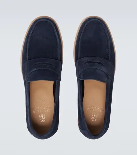 Brunello Cucinelli Suede Penny Loafers