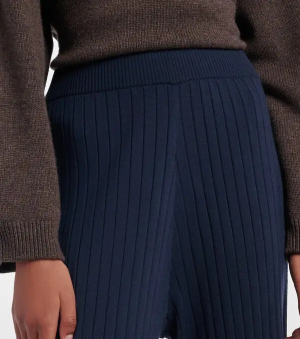 Brunello Cucinelli Ribbed-knit Wool And Cashmere Wide-leg Pants