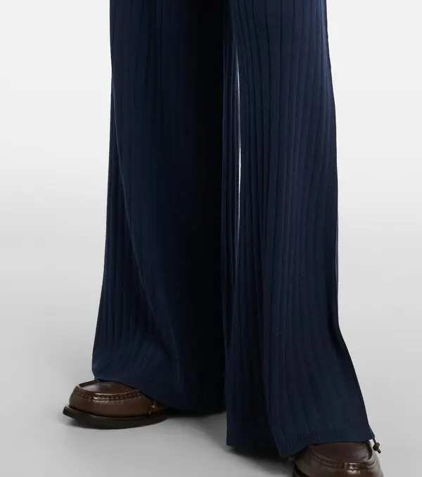 Brunello Cucinelli Ribbed-knit Wool And Cashmere Wide-leg Pants