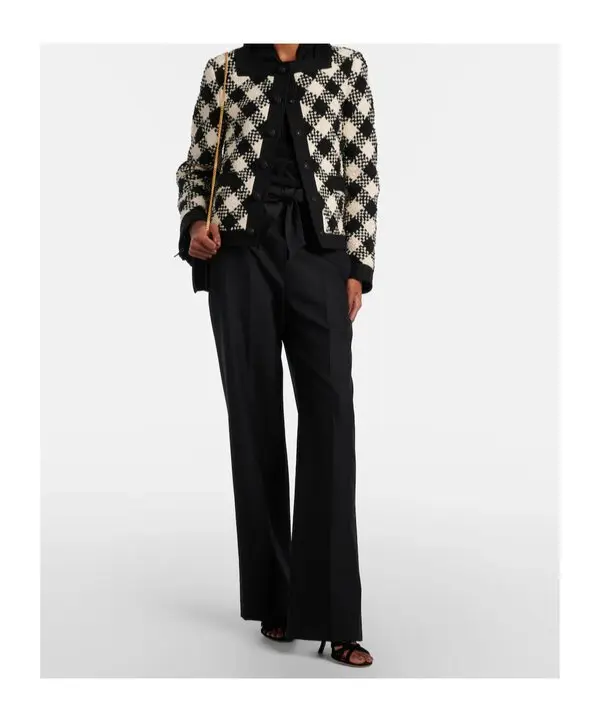 Valentino Garavani Wool And Mohair Straight Leg Pants With Bow Detail