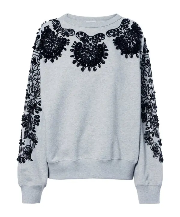 Dries Van Noten Embellished Cotton Jersey Sweatshirt - Gray