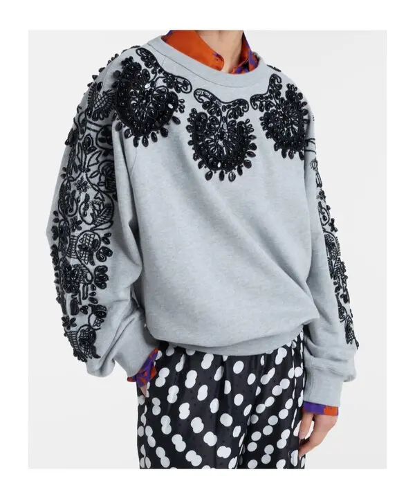 Dries Van Noten Embellished Cotton Jersey Sweatshirt