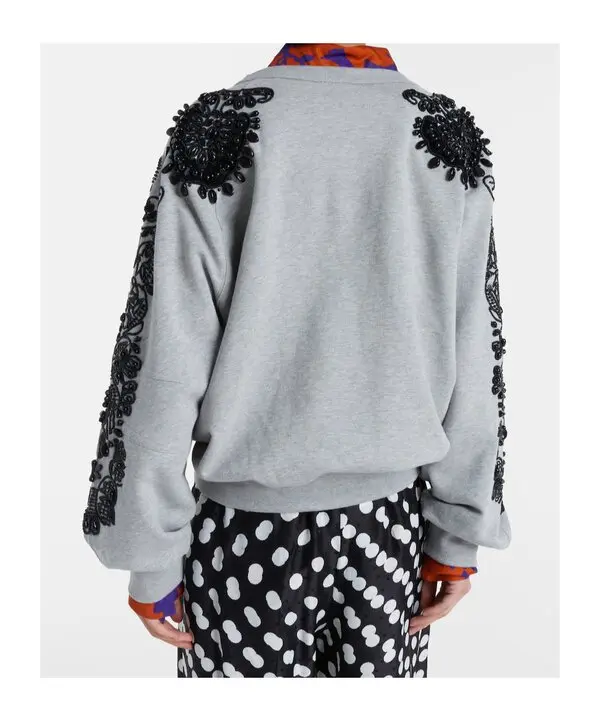 Dries Van Noten Embellished Cotton Jersey Sweatshirt