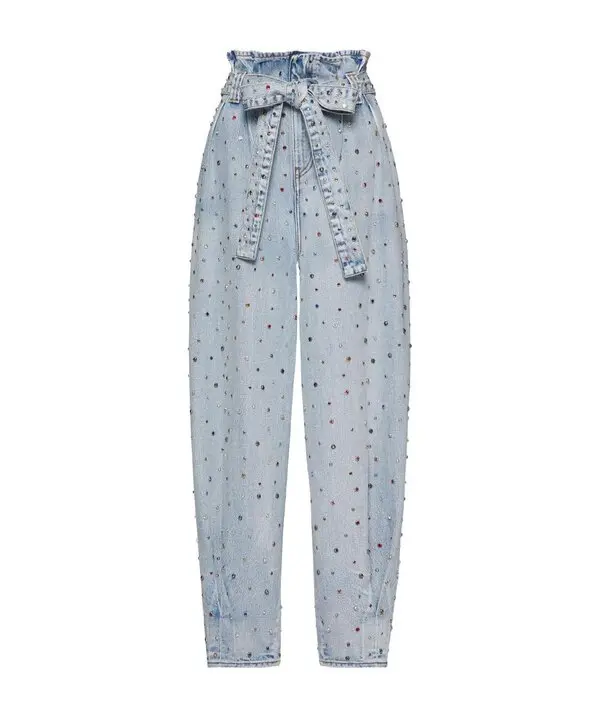 Red Valentino Rhinestone Embroidered Denim Pants