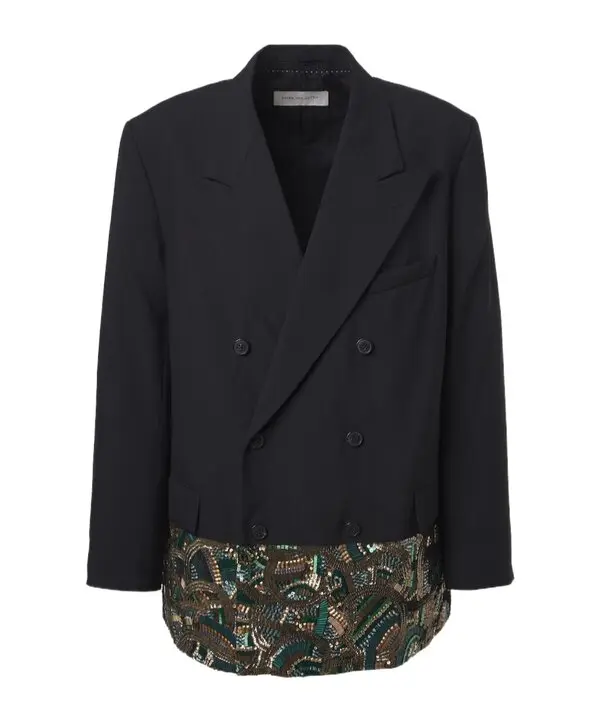Dries Van Noten Embellished Double-breasted Wool Blazer
