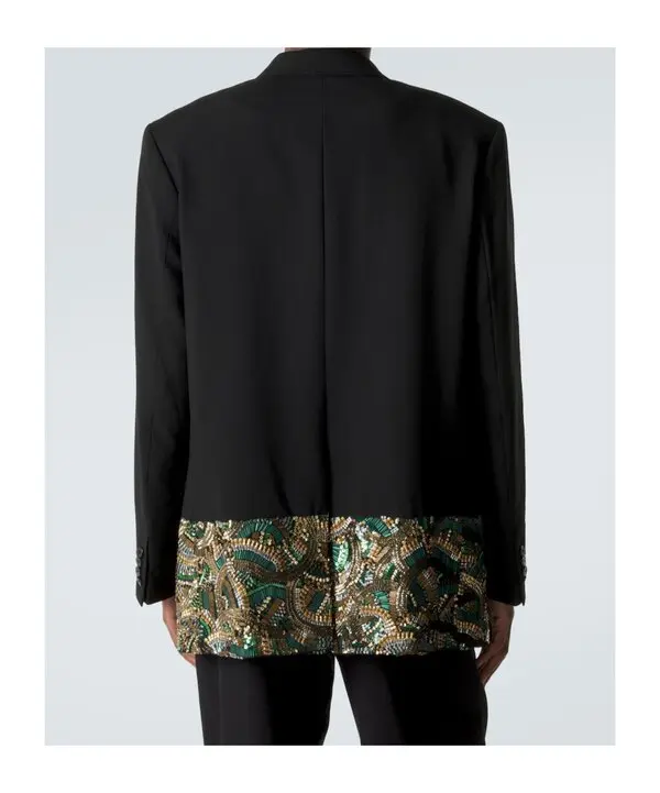 Dries Van Noten Embellished Double-breasted Wool Blazer
