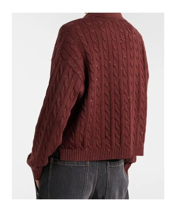 Brunello Cucinelli Cable-knit Cotton-blend Polo Sweater
