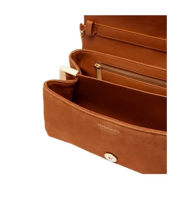 FERRAGAMO Flap Small Suede Shoulder Bag
