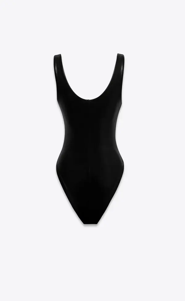 Saint Laurent Sleeveless Metallic Lamé Jersey Body