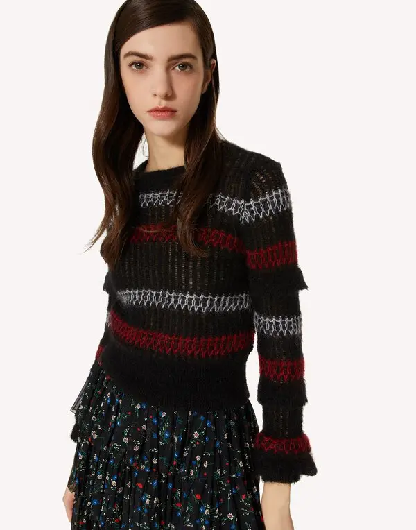 Red Valentino Striped Knitted Pullover