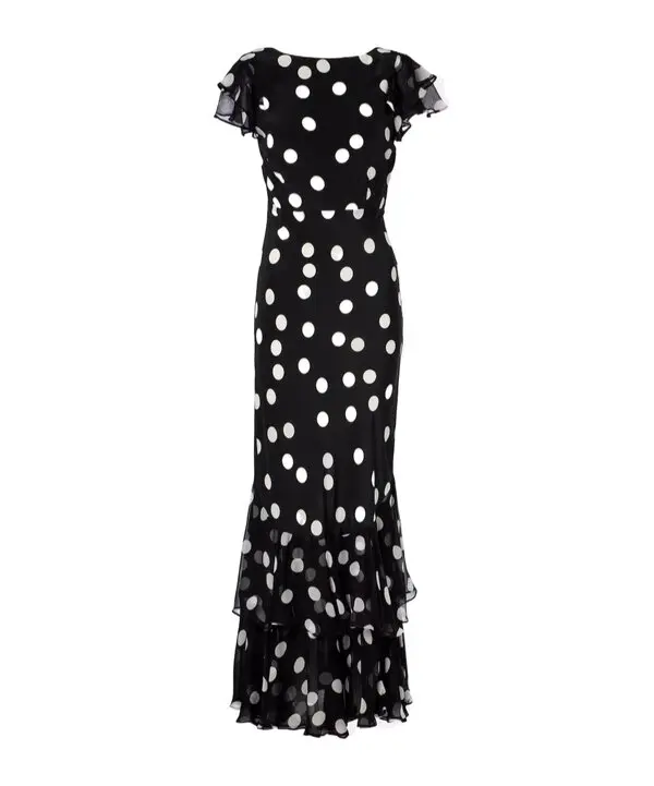 Rixo Polka Dot Silk Maxi Dress