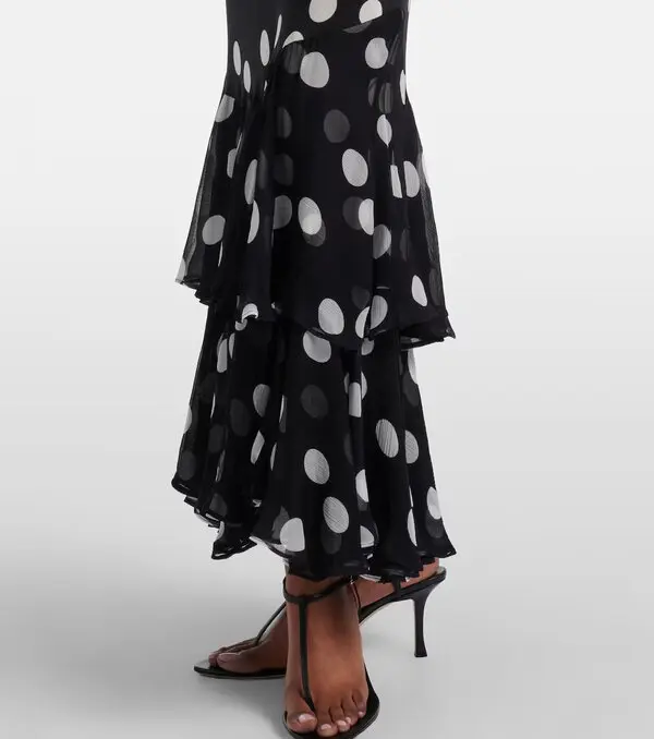 Rixo Polka Dot Silk Maxi Dress