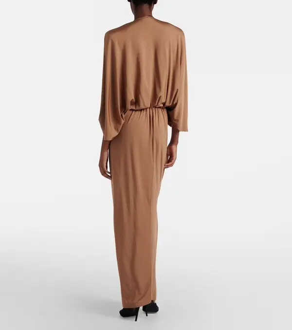 JACQUES WEI Jersey Maxi Dress With Floral Appliqu