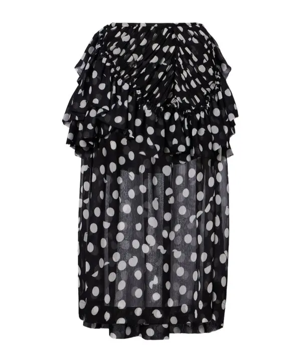 Dries Van Noten Polka-dot Ruffled Midi Skirt
