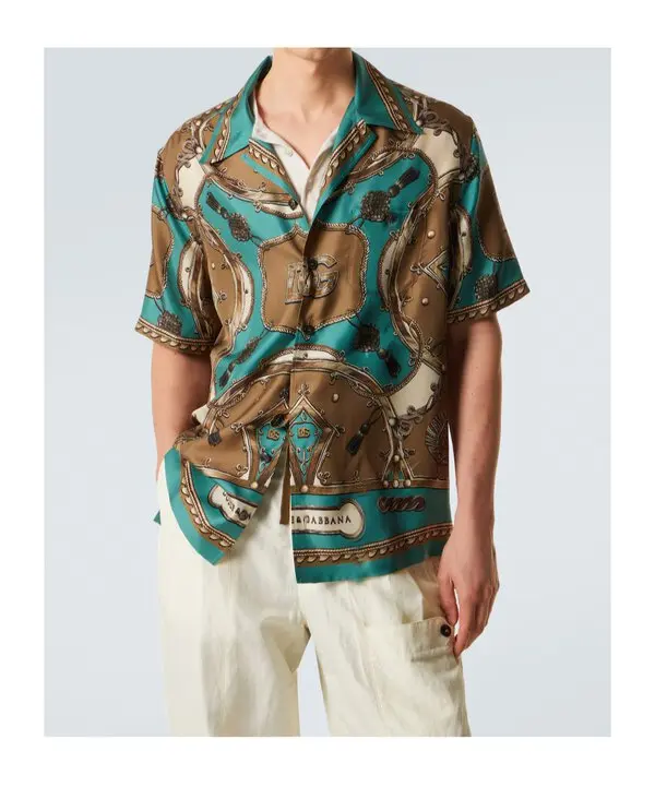 Dolce & Gabbana Printed Silk Twill Bowling Shirt