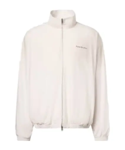 Acne Studios Logo Cotton Poplin Bomber Jacket - White