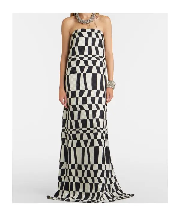 Dries Van Noten Printed Bustier Gown