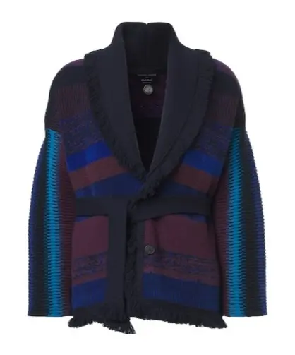Giorgio Armani Knit Cardigan With Shawl Collar And Belt - Black