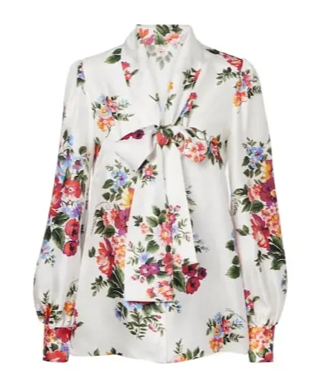 Dolce & Gabbana Floral Tie-neck Silk Blouse
