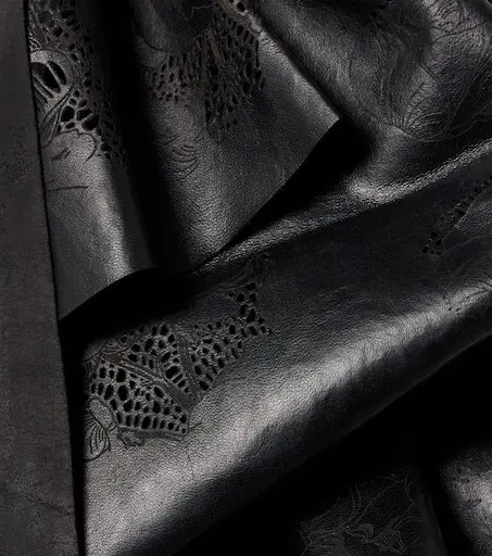 Magda Butrym Floral Perforated Leather Scarf - Black
