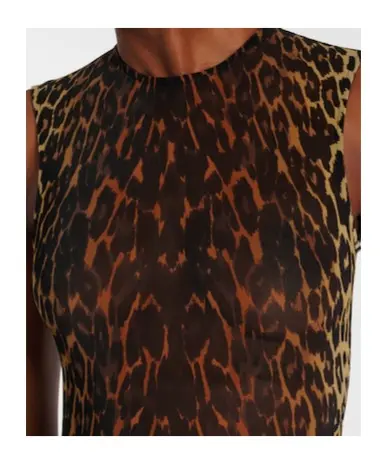 Alex Perry Leopard-print Mesh Bodysuit