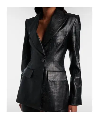 Alex Perry Croc-effect Leather Blazer
