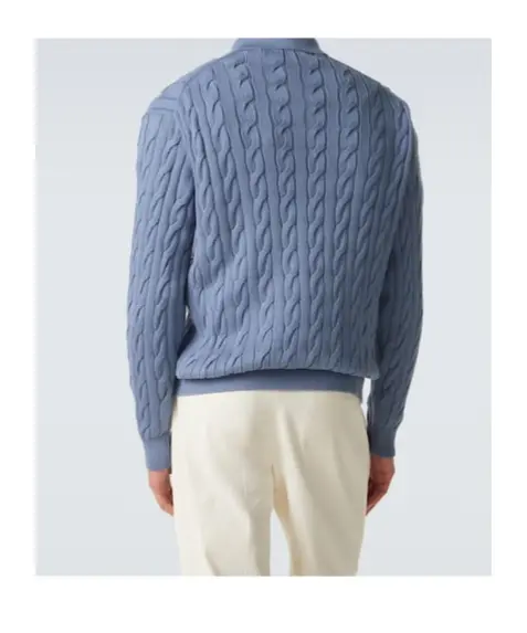 Ralph Lauren Cable-knit Cotton And Silk Polo Sweater