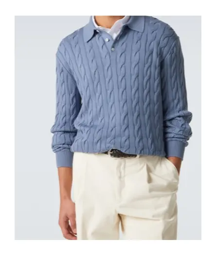 Ralph Lauren Cable-knit Cotton And Silk Polo Sweater