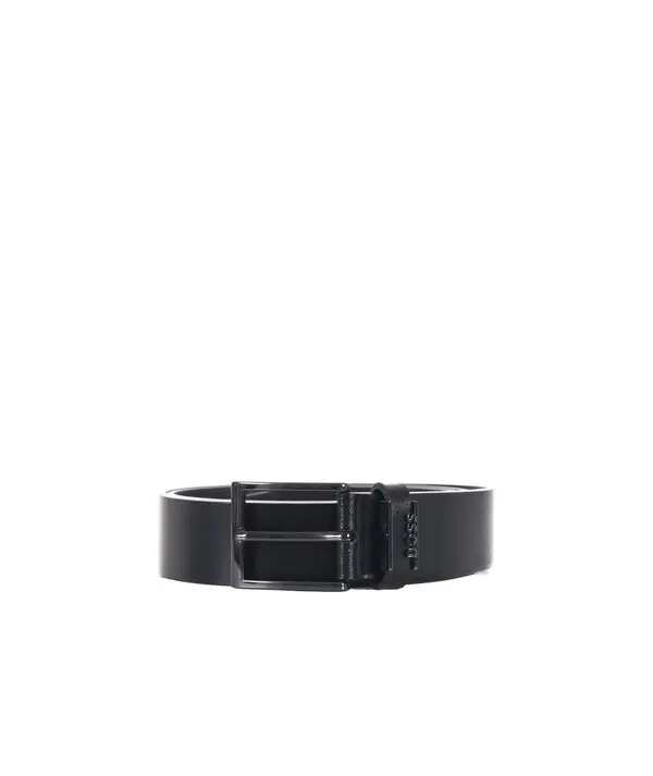 Hugo Boss Logo Plaque Buckled Belt - Black