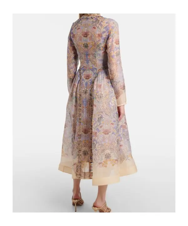 Zimmermann Rebellion Printed Linen And Silk Midi Dress