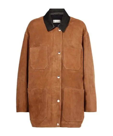 Nour Hammour Leather-trimmed Suede Jacket - Brown