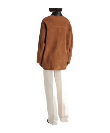 Nour Hammour Leather-trimmed Suede Jacket
