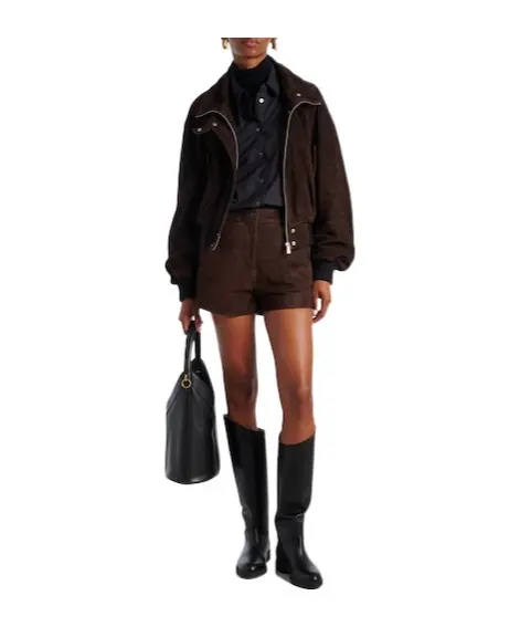 Nour Hammour Suede Bomber Jacket