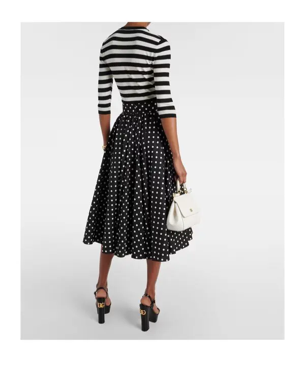 Dolce & Gabbana Polka-dot High-rise Cotton Poplin Midi Skirt
