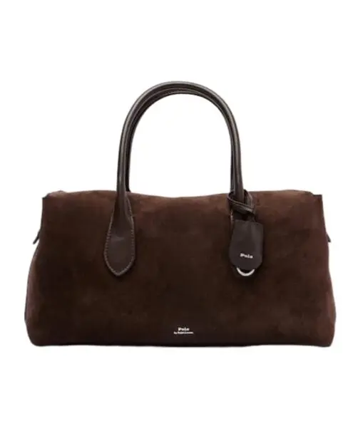 Polo Ralph Lauren Solid Color Suede Shoulder Bag - Black
