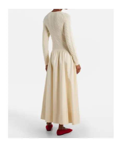 Polo Ralph Lauren Cotton And Wool-blend Maxi Dress With Cable-knit Motif