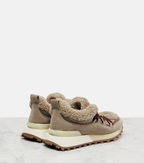 Brunello Cucinelli Shearling-lined Suede Sneakers