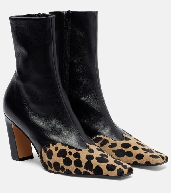 Khaite Nevada 85 Calf Hair And Leather Ankle Boots