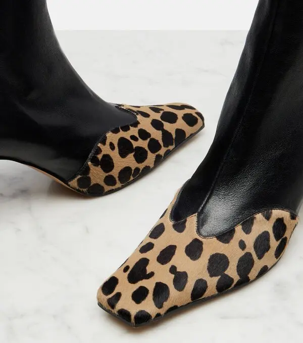 Khaite Nevada 85 Calf Hair And Leather Ankle Boots