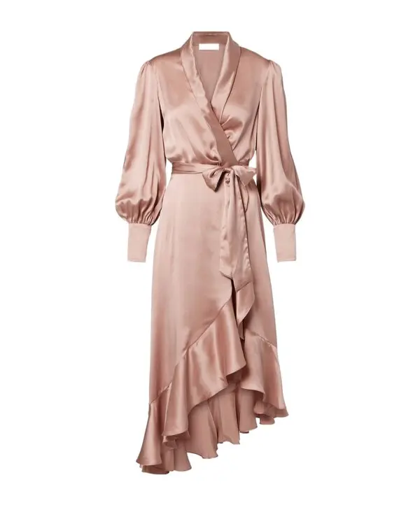 Zimmermann Ruffled Silk Satin Wrap Dress