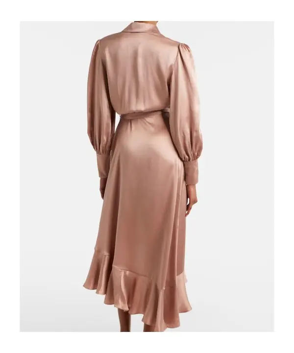 Zimmermann Ruffled Silk Satin Wrap Dress