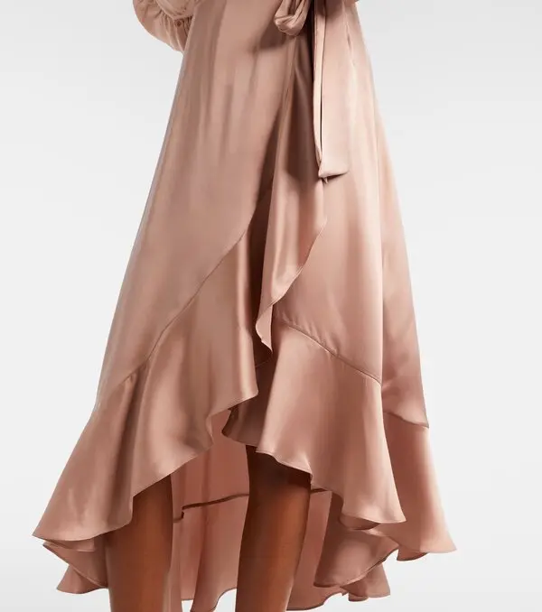 Zimmermann Ruffled Silk Satin Wrap Dress