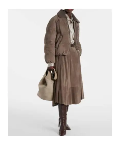 Brunello Cucinelli Suede Midi Skirt