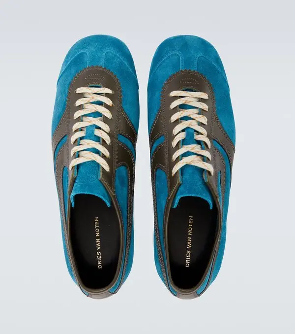Dries Van Noten Leather-trimmed Suede Sneakers