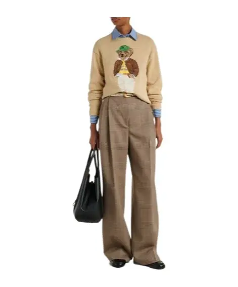 Polo Ralph Lauren Classic Cotton Crewneck Sweater With Intarsia Polo Bear Motif