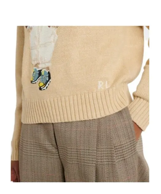 Polo Ralph Lauren Classic Cotton Crewneck Sweater With Intarsia Polo Bear Motif